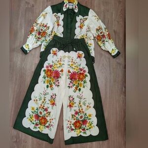 Alémais | Tops | Alemais Elisabetta Floralprint Linen Shirt And Pants ...